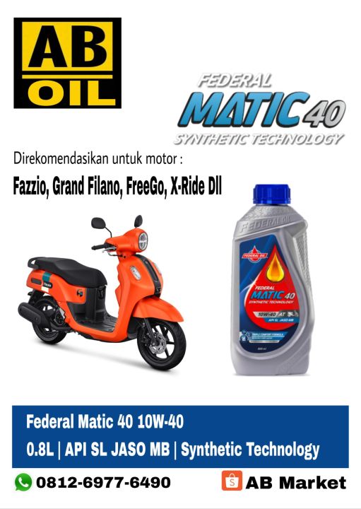 FEDERAL MATIC 40 10W-40 0.8L 800ml - Oli Motor Matic AT | Lazada Indonesia