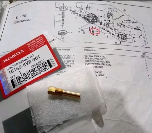 Holder Needle Jet Atau Rumah Main Jet Honda Beat Vario 110 Spacy Scoopy (Carburator) Kode 16165 ...