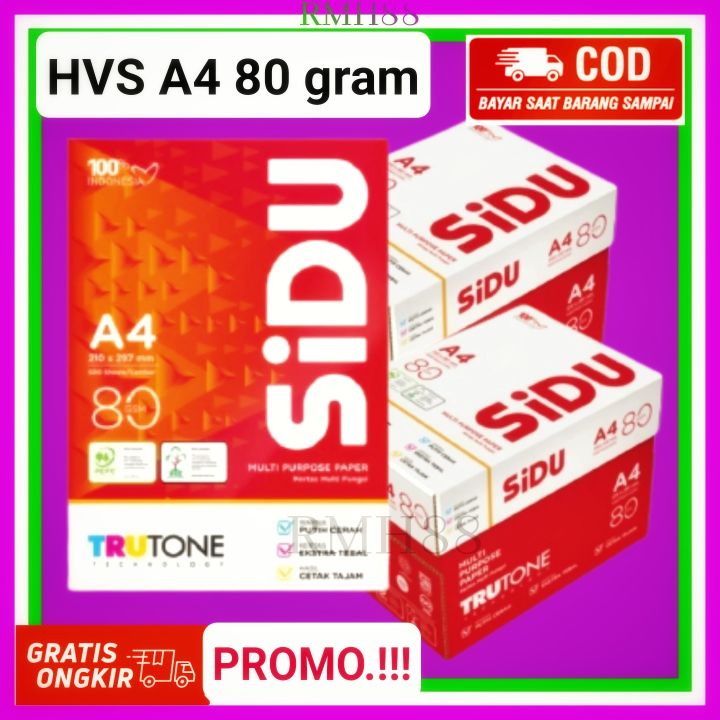 Kertas Hvs A4 80gram SIDU 1 Rim Isi 500 Lembar/250 Lembar | Lazada ...