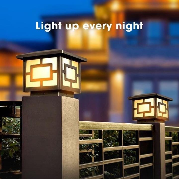 LED Solar Light Waterproof Outdoor Post Cap Lamp Column Headlight ...