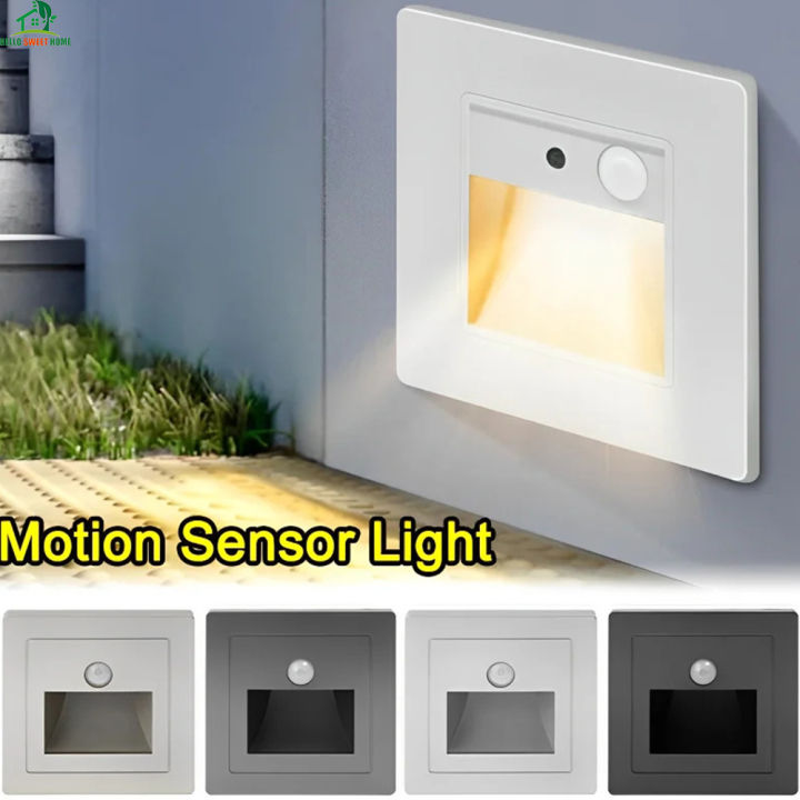 PIR Motion Sensor LED Night Light Recessed Infrared Body Induction Lamp ...