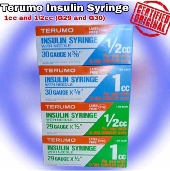 Terumo Insulin Syringe (1cc and 1/2cc) G29 and G30 (100pcs/Box) | Lazada PH