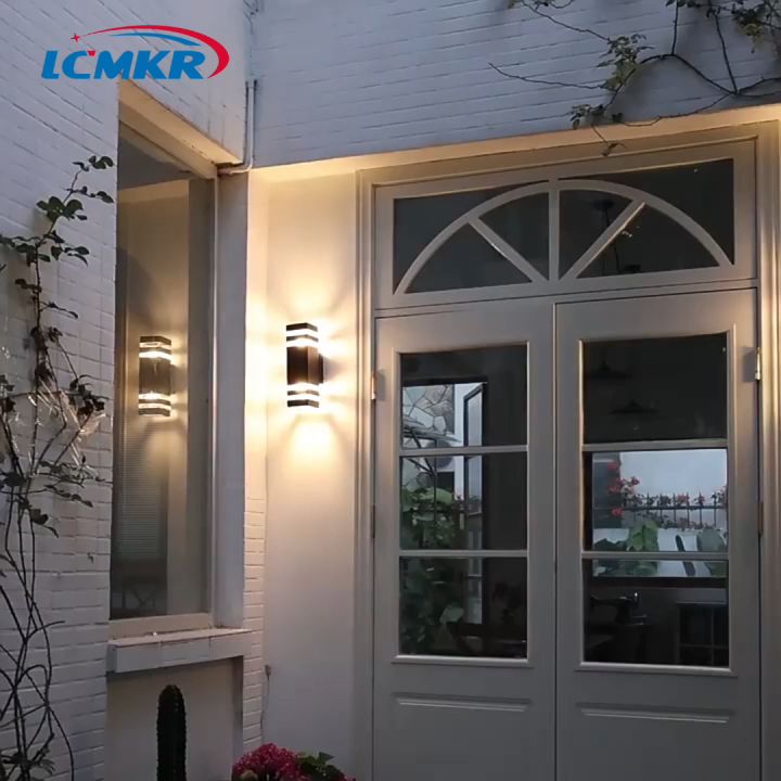 LCMKR สีดำ ไฟติดผนัง โคมไฟติดผนัง Led โคมไฟติดผนัง E27 12W 16W กันน้ำ เชิงเทียนโคมไฟติดผนัง โคม ...