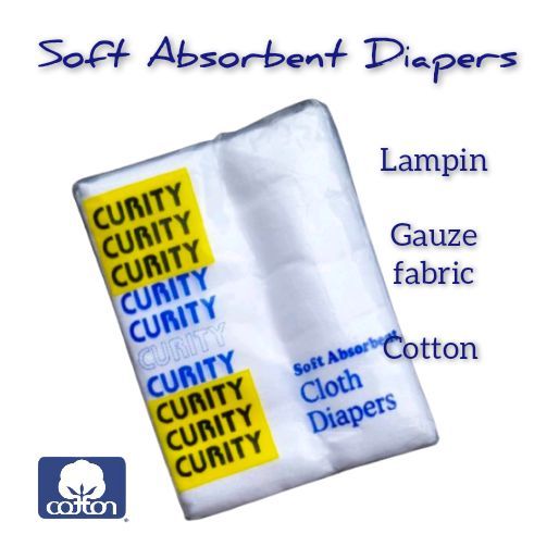 LAMPIN / GAUZE FABRIC / SOFT ABSORBENT DIAPER /CLOTH DIAPER / 12PCS PER ...