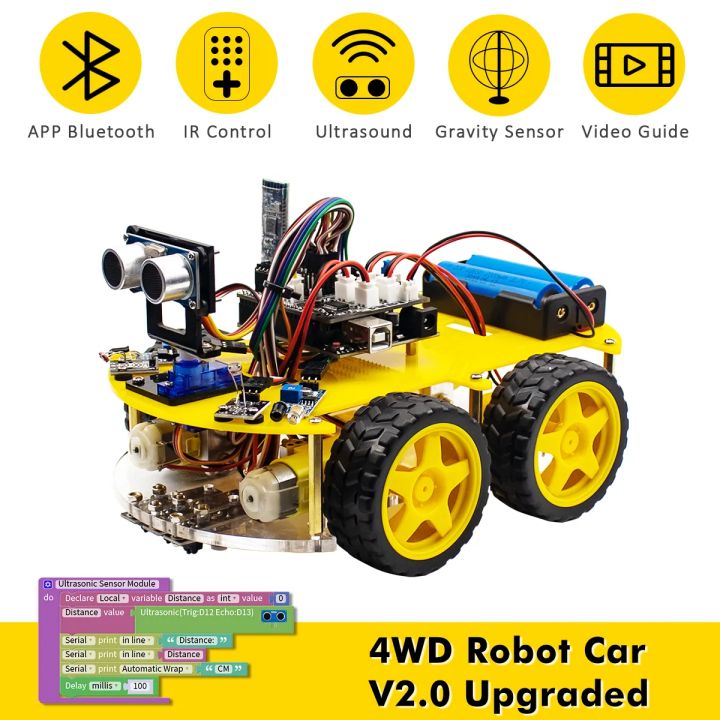 Lafvin Upgraded 4wd Smart Robot Car Kit For Arduino Programming 5423