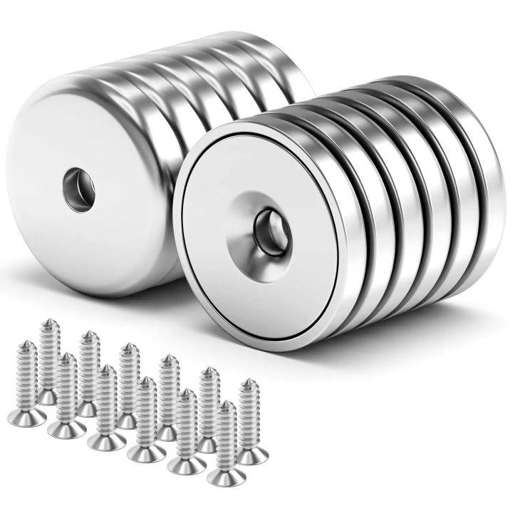 4/8/12 Pack Cup Magnets,60LBS Industrial Round Base Disc Magnets with ...