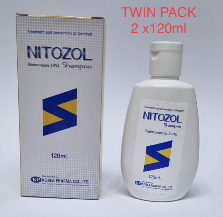 [TWIN PACK] NITOZOL Antifungal Shampoo 120ml X2 bot for Dandruffs and ...