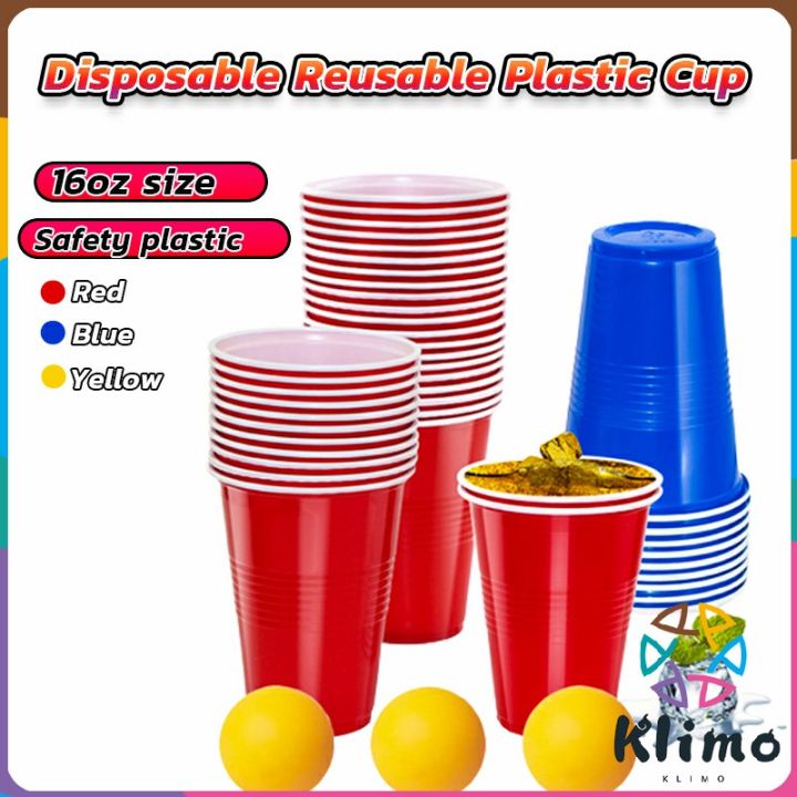 KLIMO Party Red Cup 50PCS Disposable Reusable Plastic Cup Drink | Lazada PH