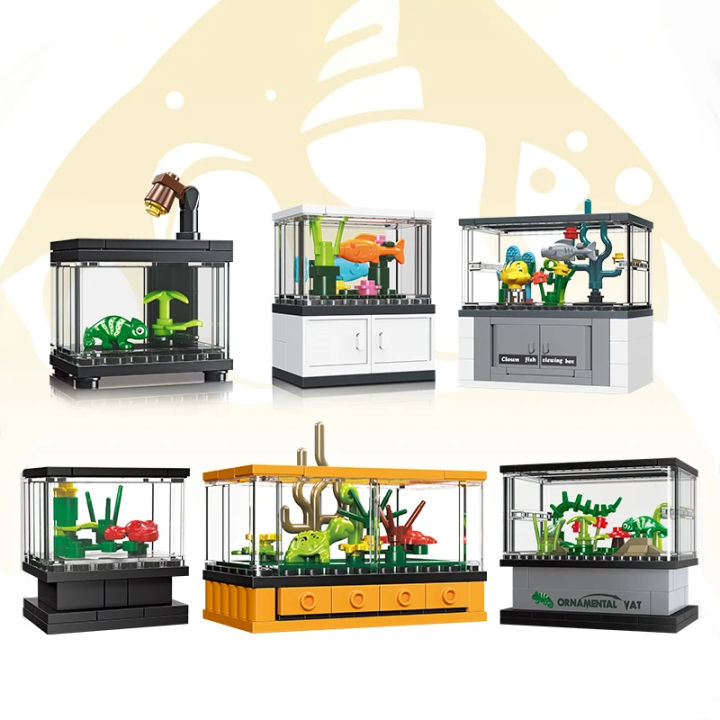 Blok bangunan tangki ikan Set binatang kreatif Diy blok bangunan ... Blok bangunan tangki ikan Set binatang kreatif Diy blok bangunan ...