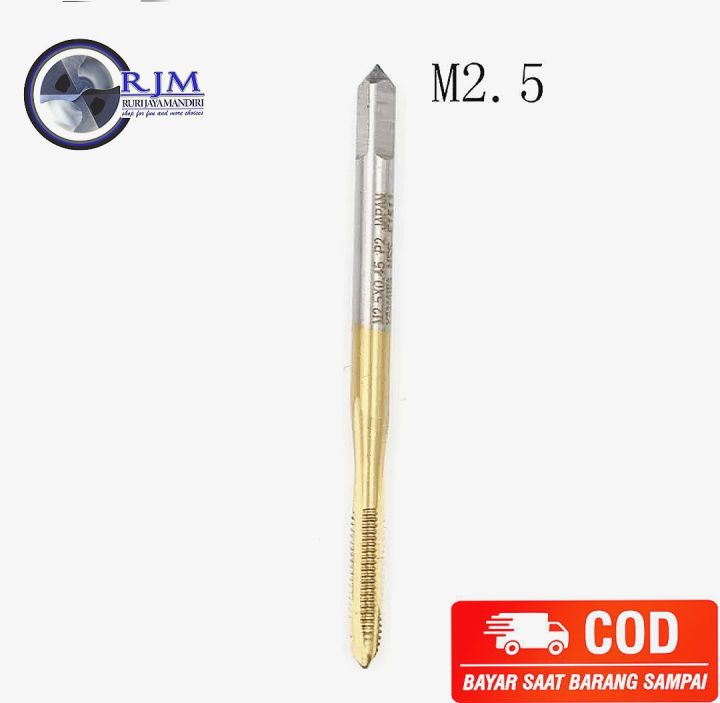 IS0469 tap handtap tap mesin m2.5 x 0.45 HSS coating kuning baru model PO bukan yamawa OSG ...