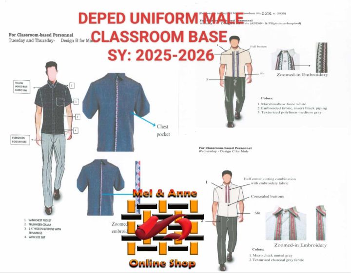 DepEd SY 2025-2026 (MALE)Teacher Uniforms Original Classroom Base(TELA ...