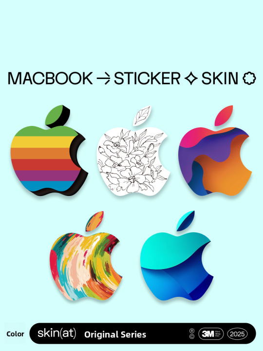 SkinAT Apple Logo Decal for MacBook Pro/Air Classic Rainbow Logo ...
