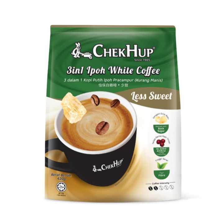 CHEK HUP 3 in 1 Ipoh White Less Sweet Malaysia (12 sachet) | Lazada ...