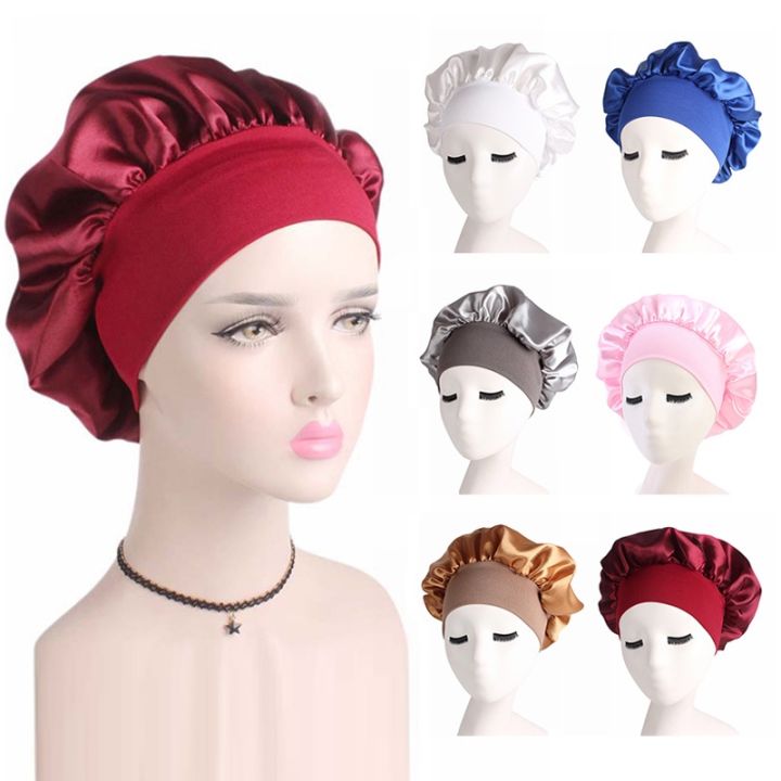 Hat for Girls Wide Comfortable Bath Hair Care Silk Night Sleep Women ...