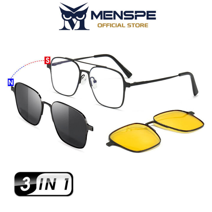 MENSPE 3 In 1แว่นตากันแดดแว่นกันแดดโพลาไรซ์ผู้ชายการมองเห็นได้ในเวลา ...