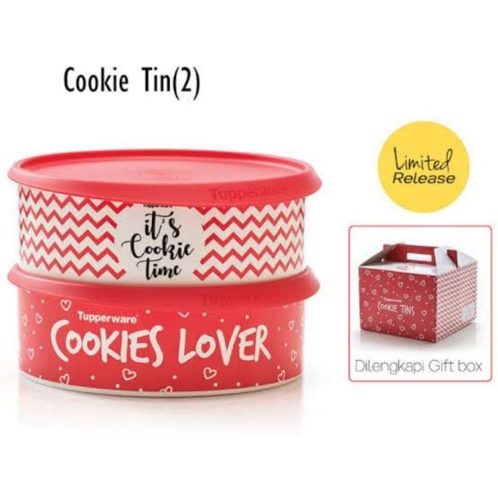Cookie tins tupperware (2) toples bulat tupperware | Lazada Indonesia