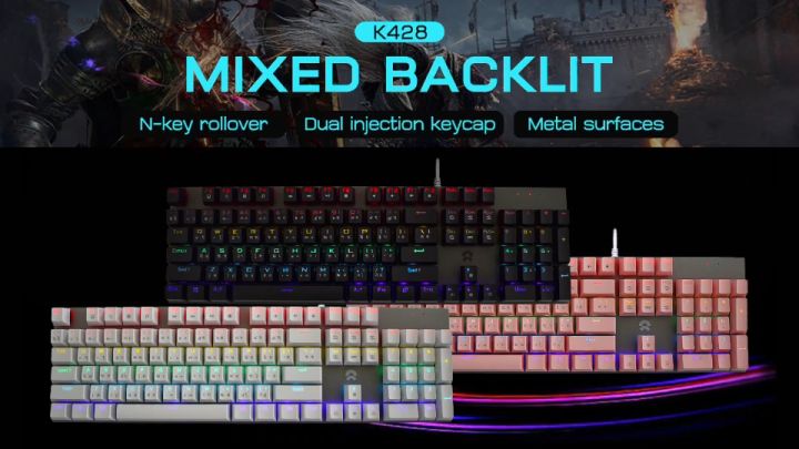 🚀ส่งเร็ว🚀 OKER K428 Keyboard Mechanical MIXED BACKLIT Gaming Blue switch คีย์บอร์ดไฟเรืองแสง เกม ...