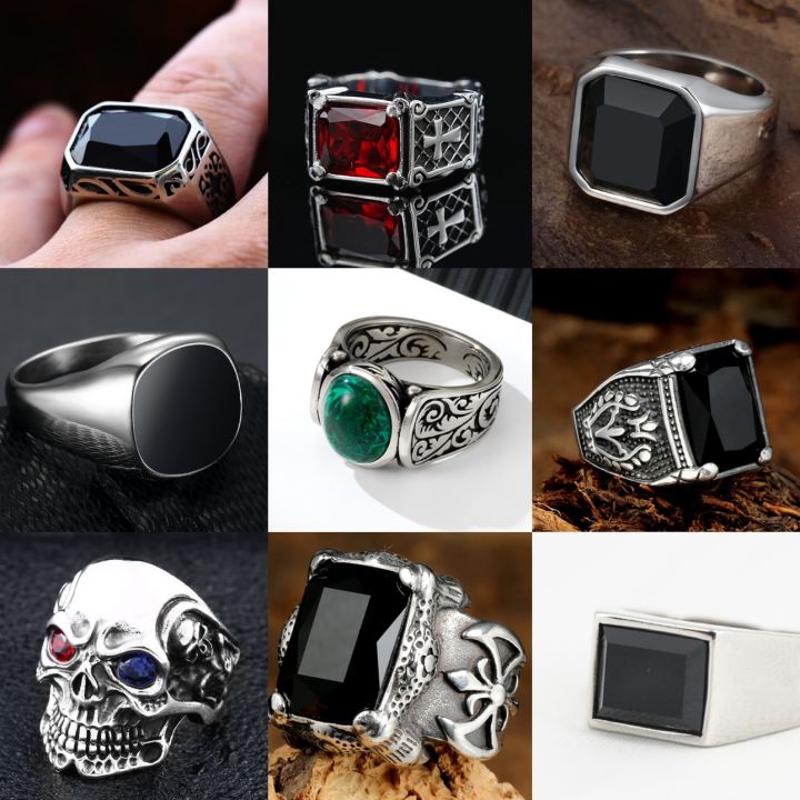 Black Onyx Titanium Steel Men Ring Men Trendy Brands Fashion Elegant ...
