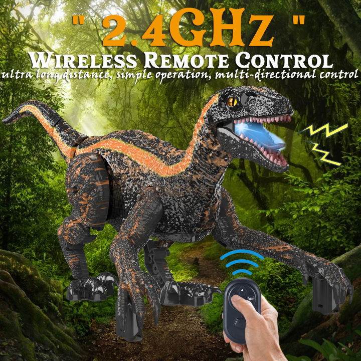 Remote Control Dinosaur Toys Kids RC Electric Walking Jurassic Dinosaur Simulation Velociraptor ...