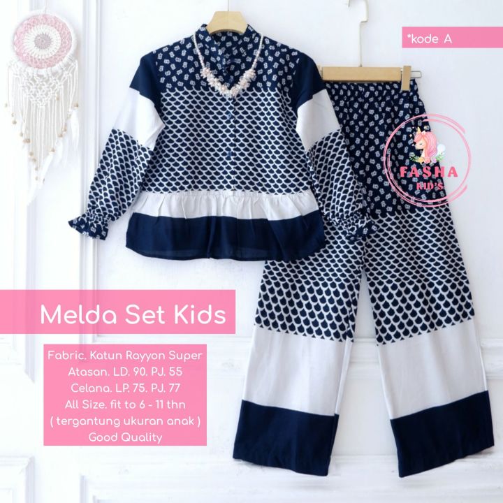 Melda Setelan celana rayon anak remaja perempuan usia 6-11 tahun ...