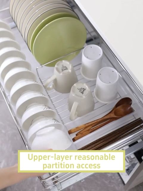 KEVE 2 in 1 Pull Out kitchen Cabinet Pull Out Basket Dish Rack Kitchen Accessories and ...