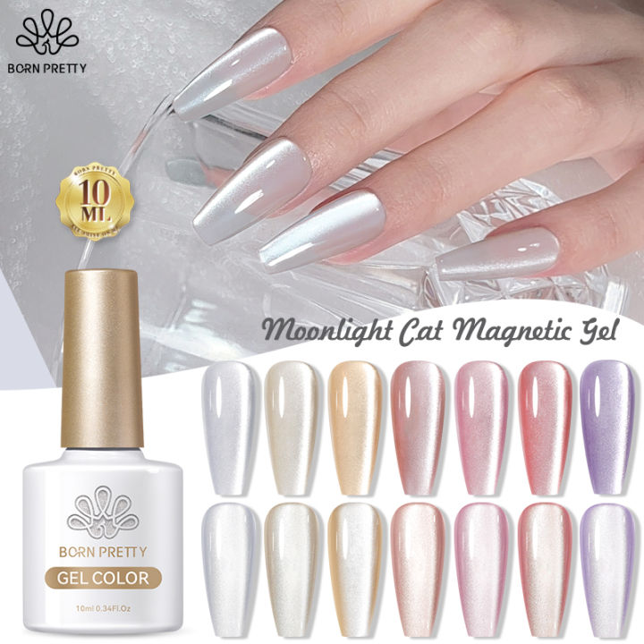 BORN PRETTY 10ml Moonlight Cat Eye Gel Sliver White Nails Soak Off UV LED UV Gel Reflective ...
