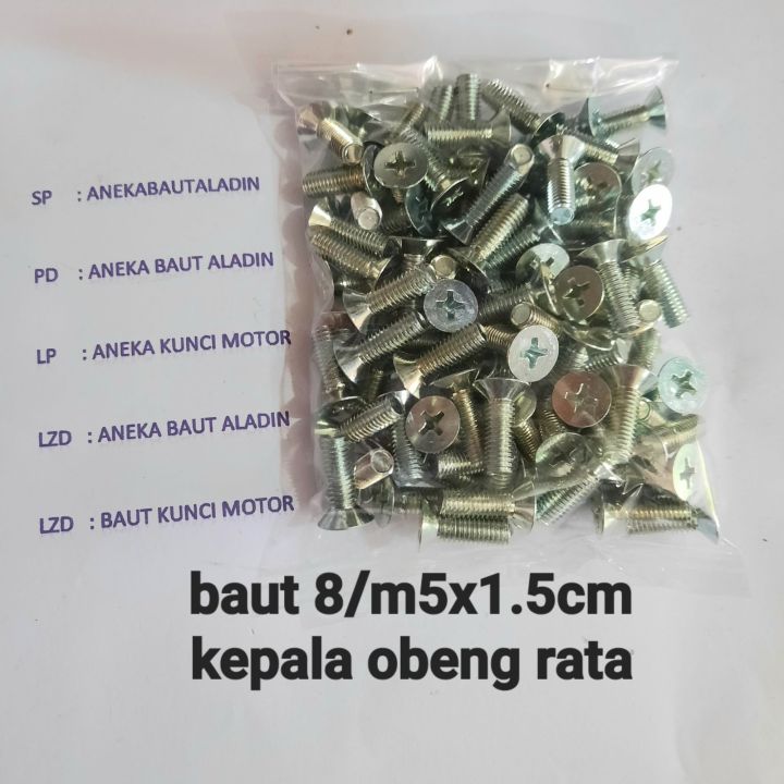 baut 8/m5x1.5cm obeng rata isi 100biji | Lazada Indonesia