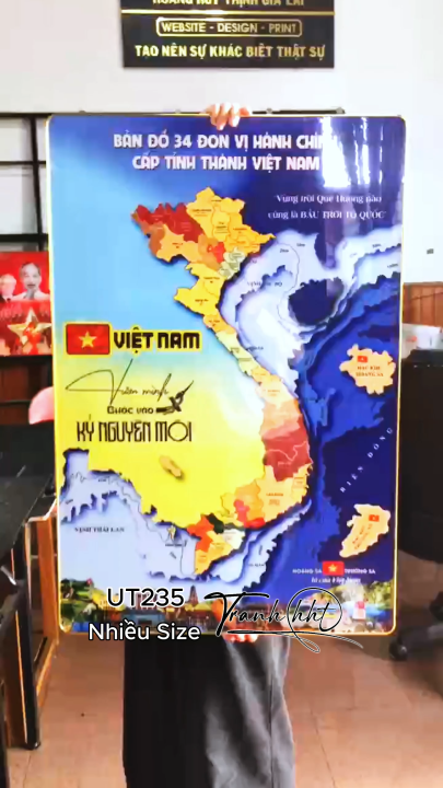 Khung Tranh bản đồ việt nam treo tường, tranh bản đồ 34 tỉnh, bản đồ ...