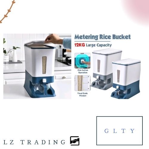 GLTY 8KG Rice Dispenser with measuring cup Whole Grains Storage, Rice ...