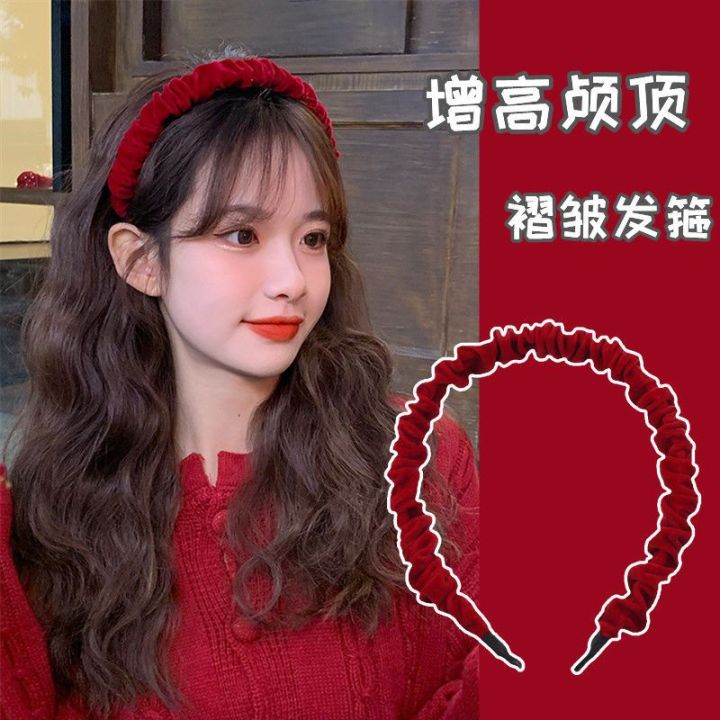 Red Hair Band Velvet Hair Accessories New Year Headband Wide Version ...