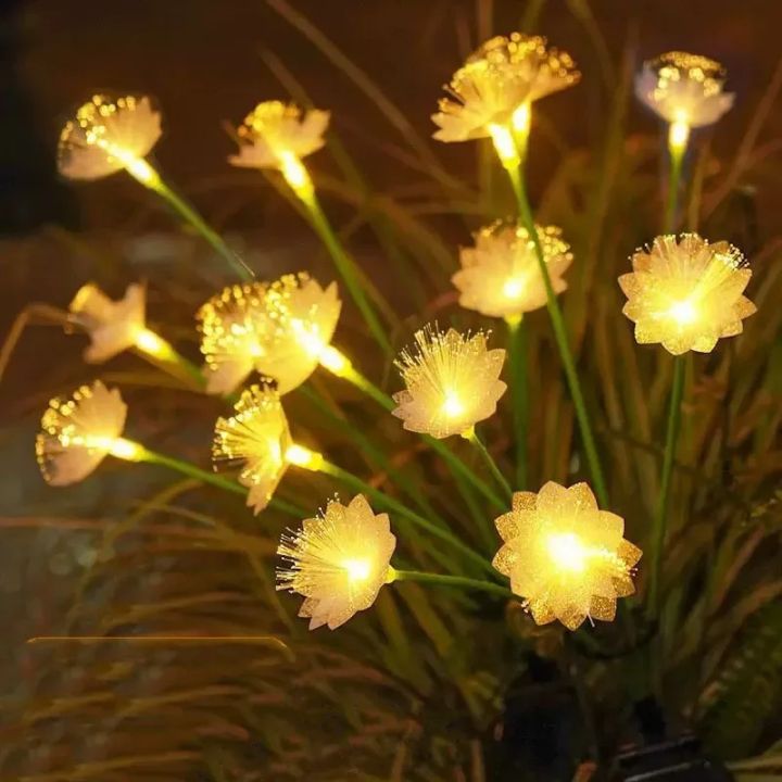 6/8/10 Head Solar Simulation Fiber Optic Flower LED Lights Garden Yard ...