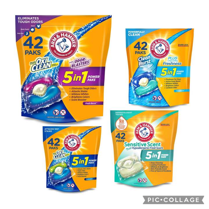 Arm & Hammer Plus OxiClean With Odor Blasters LAUNDRY DETERGENT 5-IN-1 Power Paks, 42ct | Lazada PH