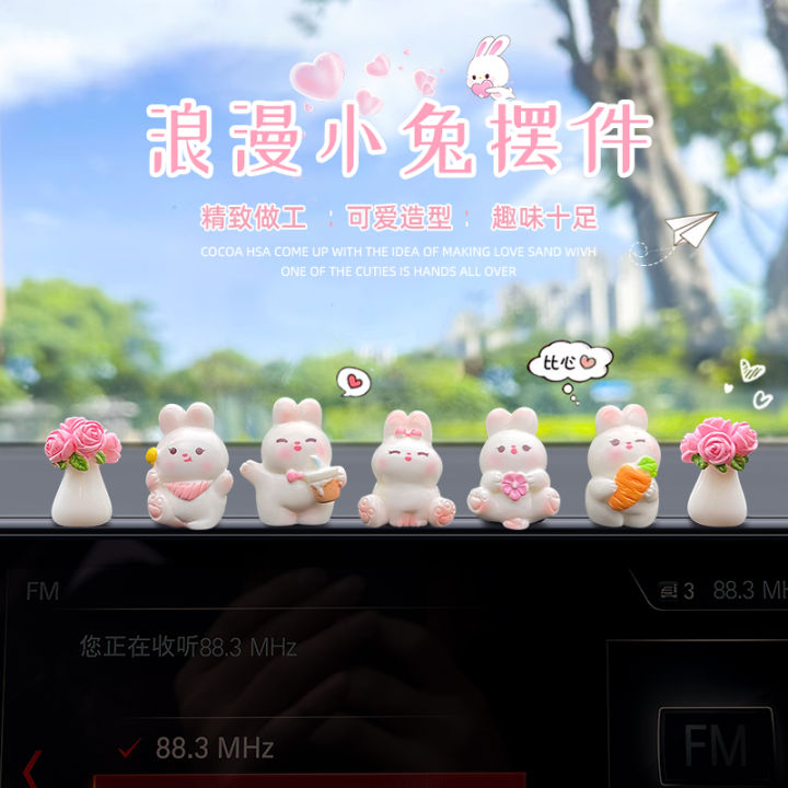 Cute Rabbit Car Dashboard Decorations Stress Relief Office Desk ...
