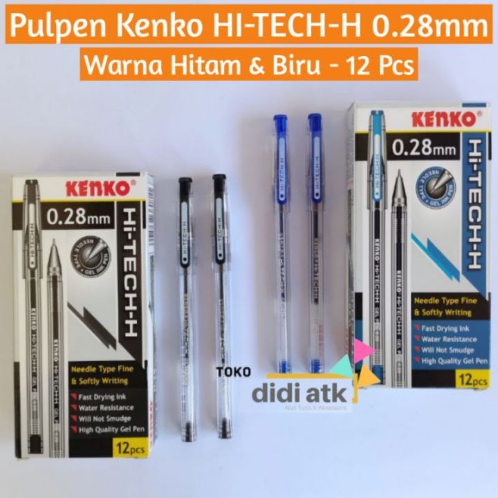 Pulpen Hitech Kenko Hi-TECH-H 0.28mm Hitam & Biru 1 Box 12 Pcs | Lazada ...