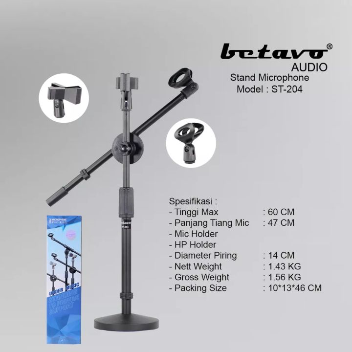 STAND MIC MEJA BESI KAKI BULAT - BETAVO ST 204 | Lazada Indonesia