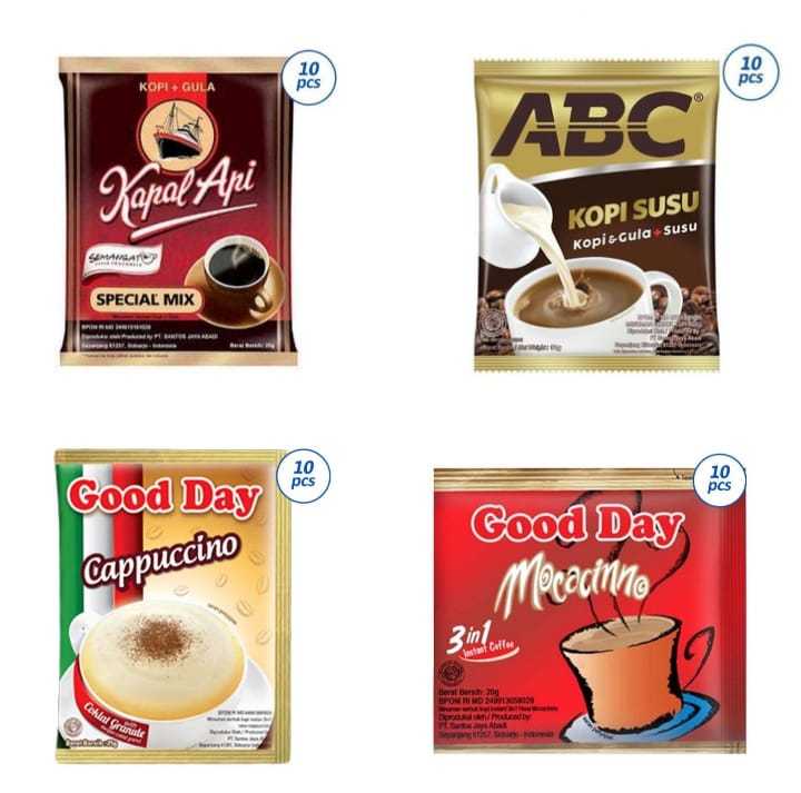 Kopi Kapal Api Special Mix/ABC Susu/Good Day Cappuccino/Mocacinno 10 ...