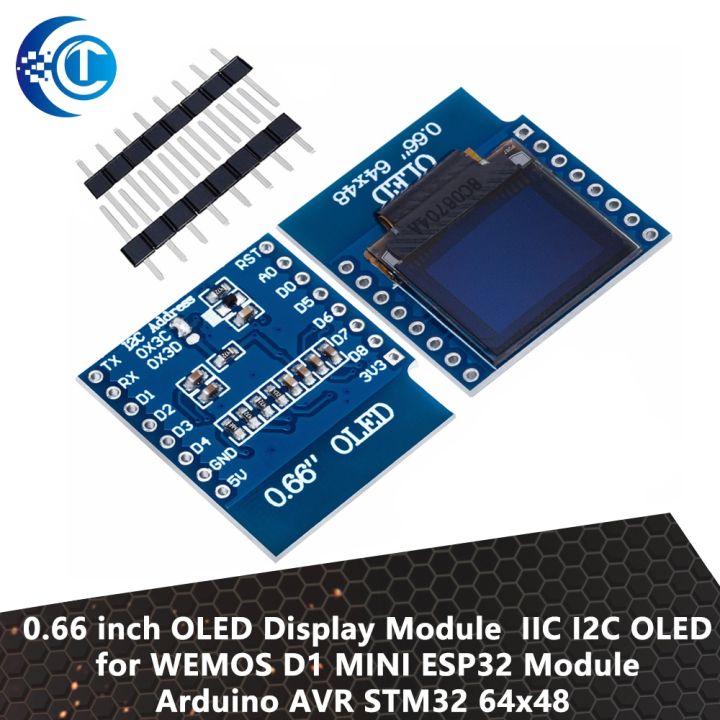 0.66 inch OLED Display Module for WEMOS D1 MINI ESP32 Module Arduino AVR STM32 64x48 0.66" LCD ...