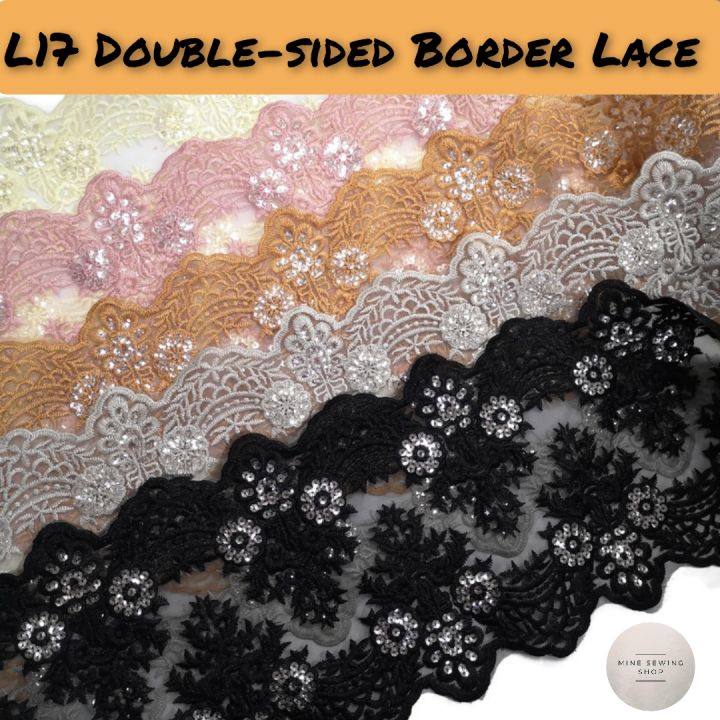 L17 Double-sided Border Lace with Sequins/ Double layer Boader Lace ...