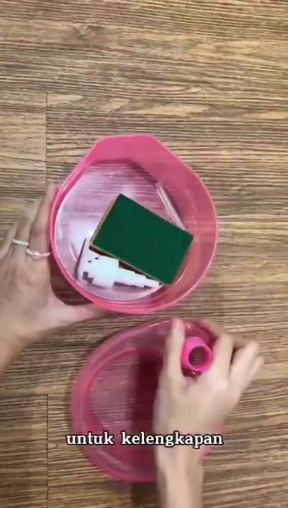 Tempat Sabun Cuci Piring 1000ml + Spons / Wadah Sunlight Model Bulat ...