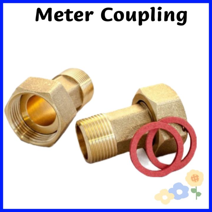 1pcs Meter Coupling With Washer Water Meter Brass Coupling 3/4”X1/2 ...