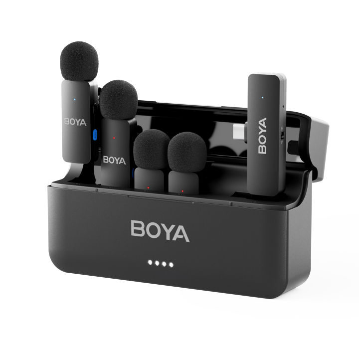 BOYA BY-V4 Four-Channel Wireless Lavalier Microphone Mini Lapel Mic ...