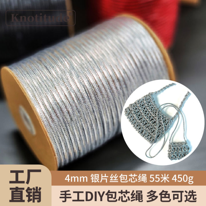Silver Thread Handmade Rope Weaving Line 4mm Core Encapsulated Silk 55 ...
