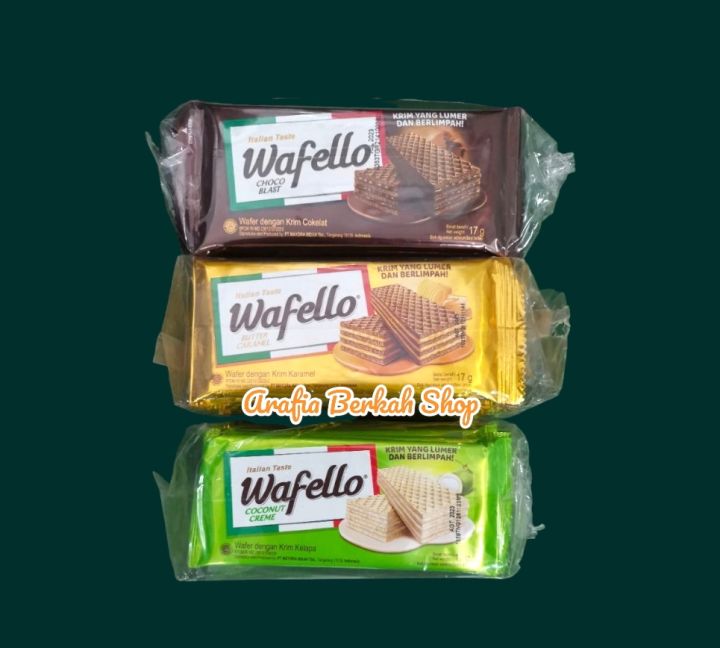 WAFELLO 17 gr 43 gr Waffer Roma 1 Pak Cokelat Butter Cream Coconut ...