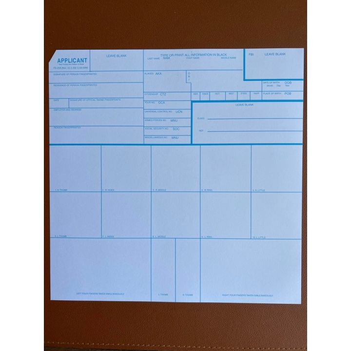 Latest 10/31/2023 | FD-258 FBI Fingerprint Card - Same Day Ship | Lazada PH