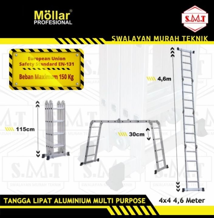 Tangga Lipat Multifungsi Aluminium 4,6M Mollar 4x4 multipurpose Ladder ...