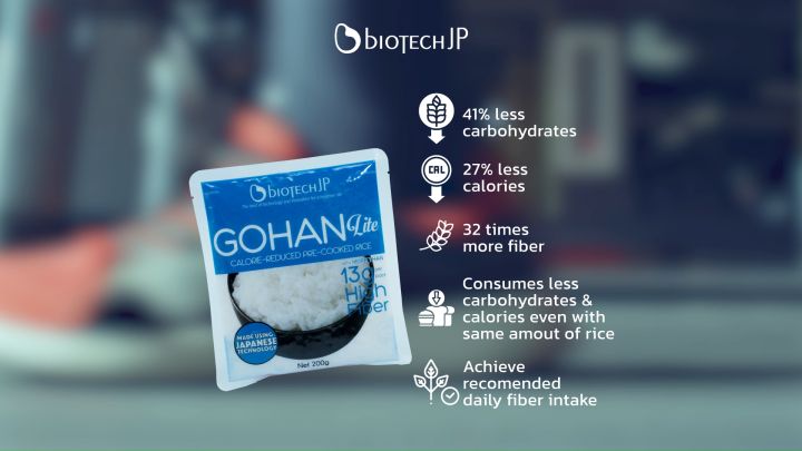 BiotechJP Gohan Lite Rice Low Carb Pre-cooked Rice in Pouch or Tray ...