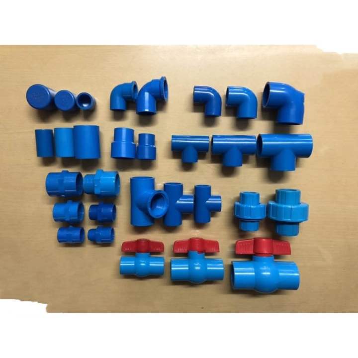 PVC BLUE FITTINGS ELBOW COUPLING MALE FEMALE ADAPTER THREAD TEE END CAP ...