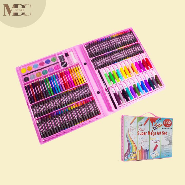 168PCS Coloring Set Painting Water Color Pen Crayon Drawing Art For ...
