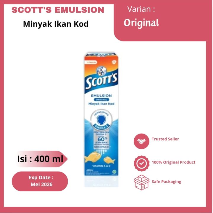 Scott's Emulsion Original dengan Omega 3 Vitamin A dan D ukuran 400 ml ...