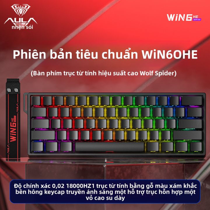 AULA | Bàn Phím Cơ Gaming Wolf Spider WiN60/68HE Có Dây, Trục Từ Tính ...